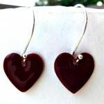 Merlot Wine, Dark Red Heart Earrings, Enamel Earrings. Valentines Day ...