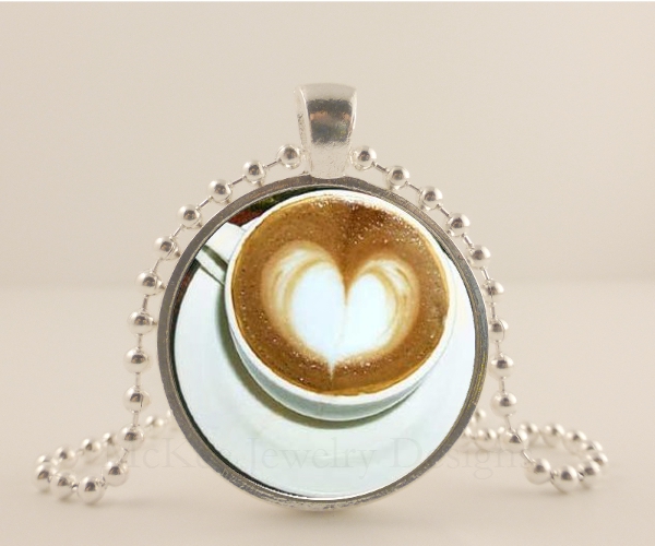 Coffee Cup. Gift For The Coffee Lover. Glass Dome, Metal Pendant ...